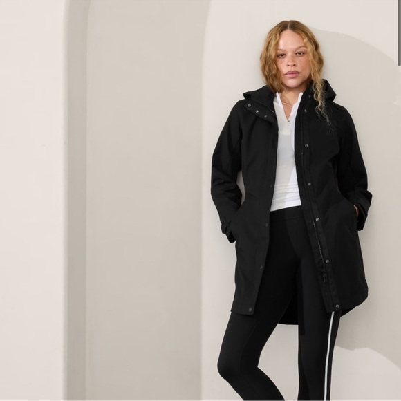 Athleta | Jackets & Coats | New Athleta Rainout Sutro Trench Rain Coat Black 986278 Size Large ...